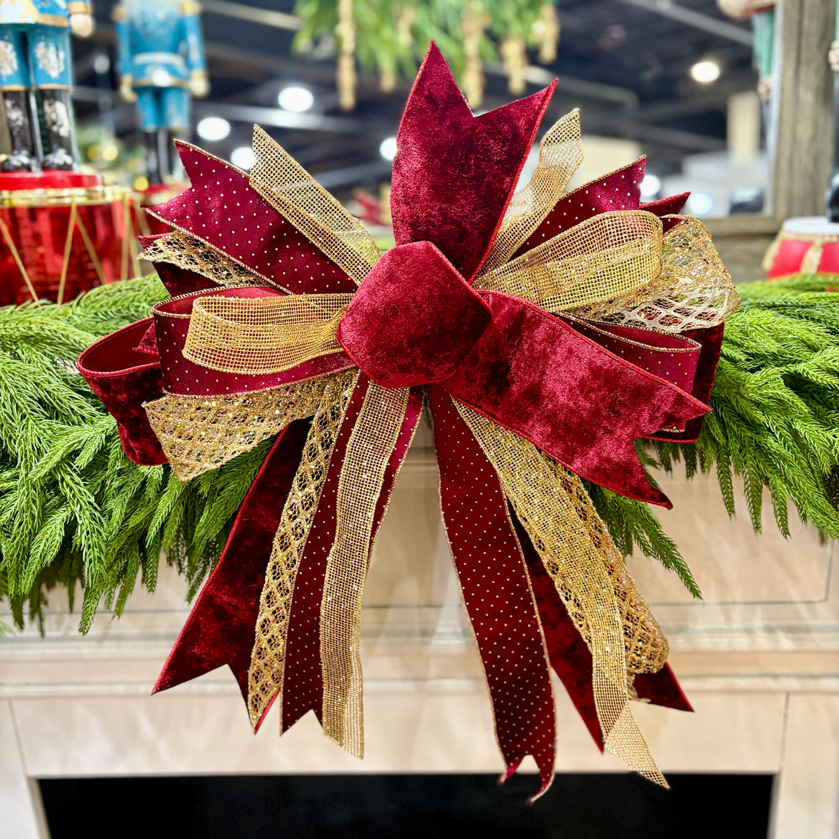 20" Garnet Glamour Christmas Bow | Handtied Designer Bow– Design Decor ...
