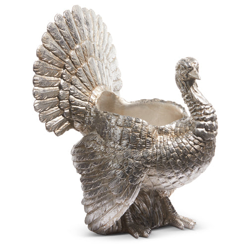 13.75" Silver Turkey Container | Turkey Decor for Thanksgiving– Design ...