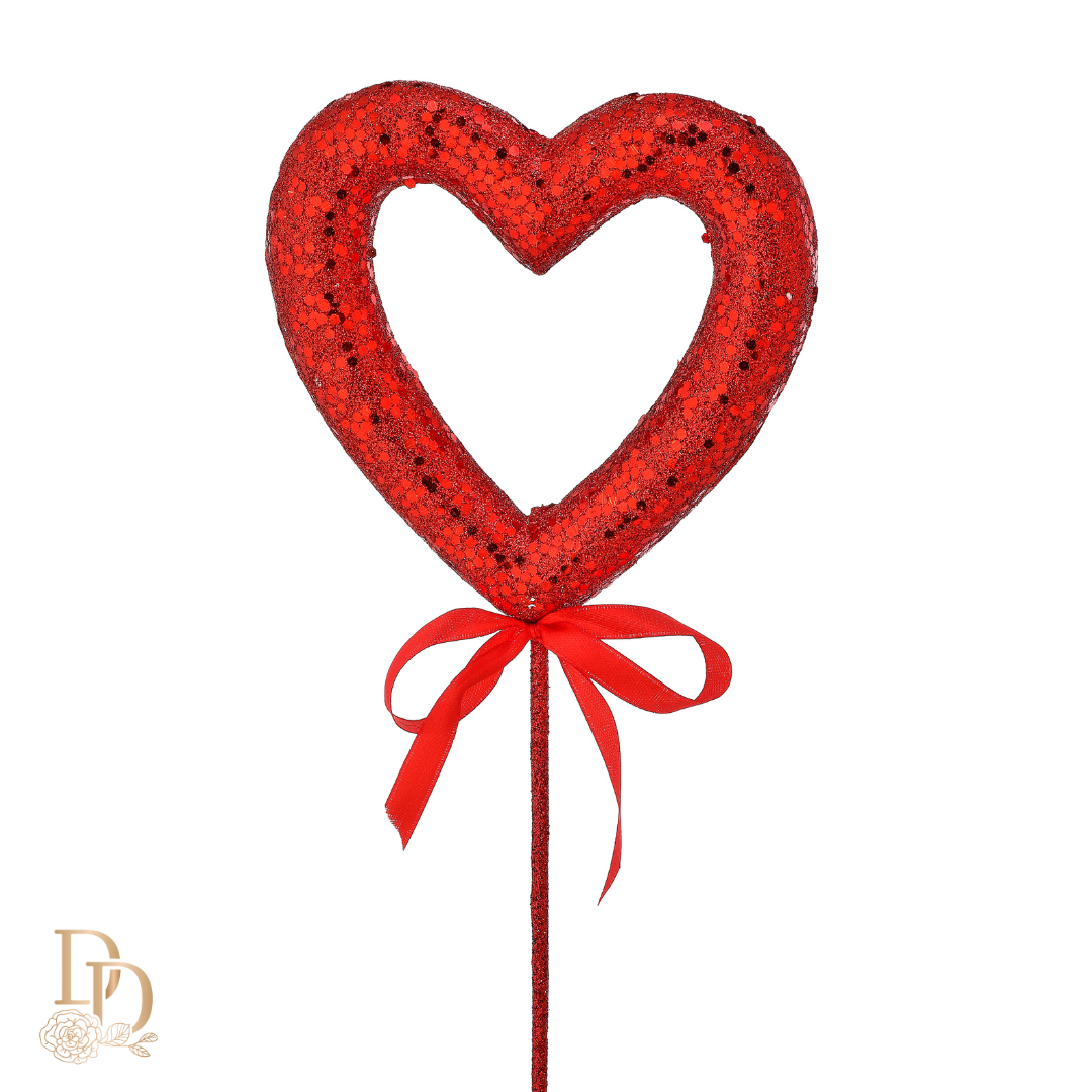 21" Red Open Heart Glitter Stem Valentines Day Decor– Design Decor ...