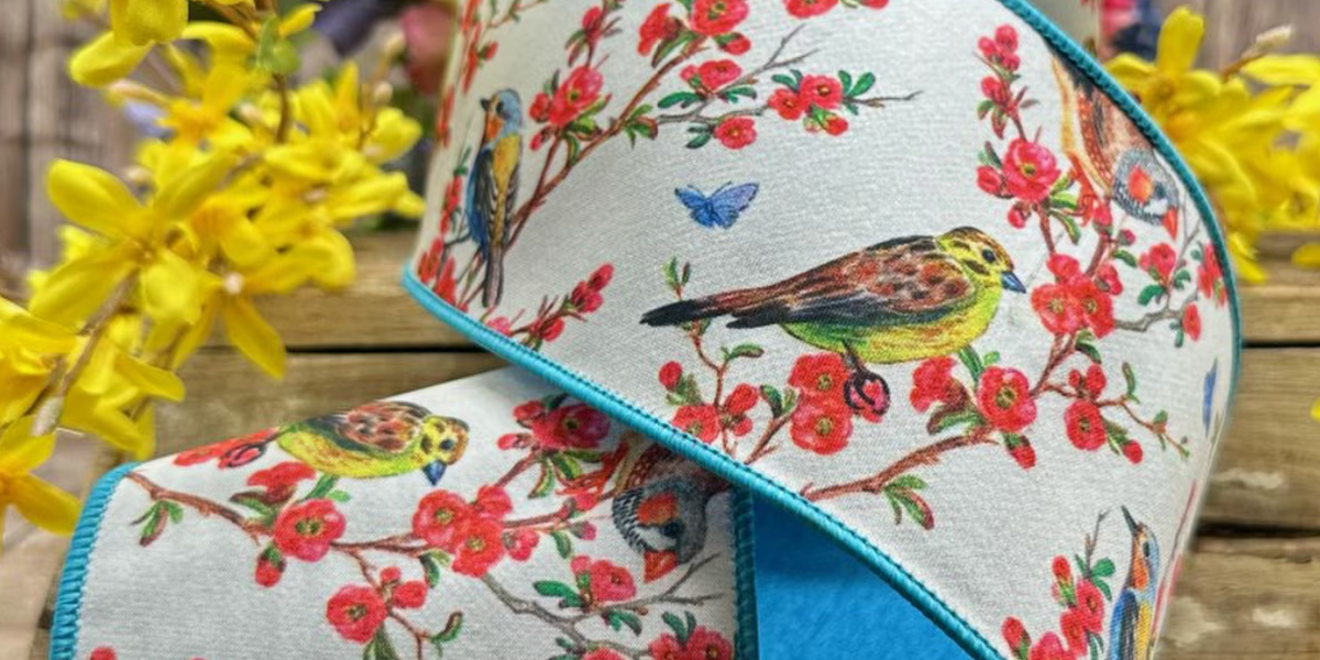 4" x 10YDS Spring Flowers & Bird Ribbon– Design Decor Knoxville