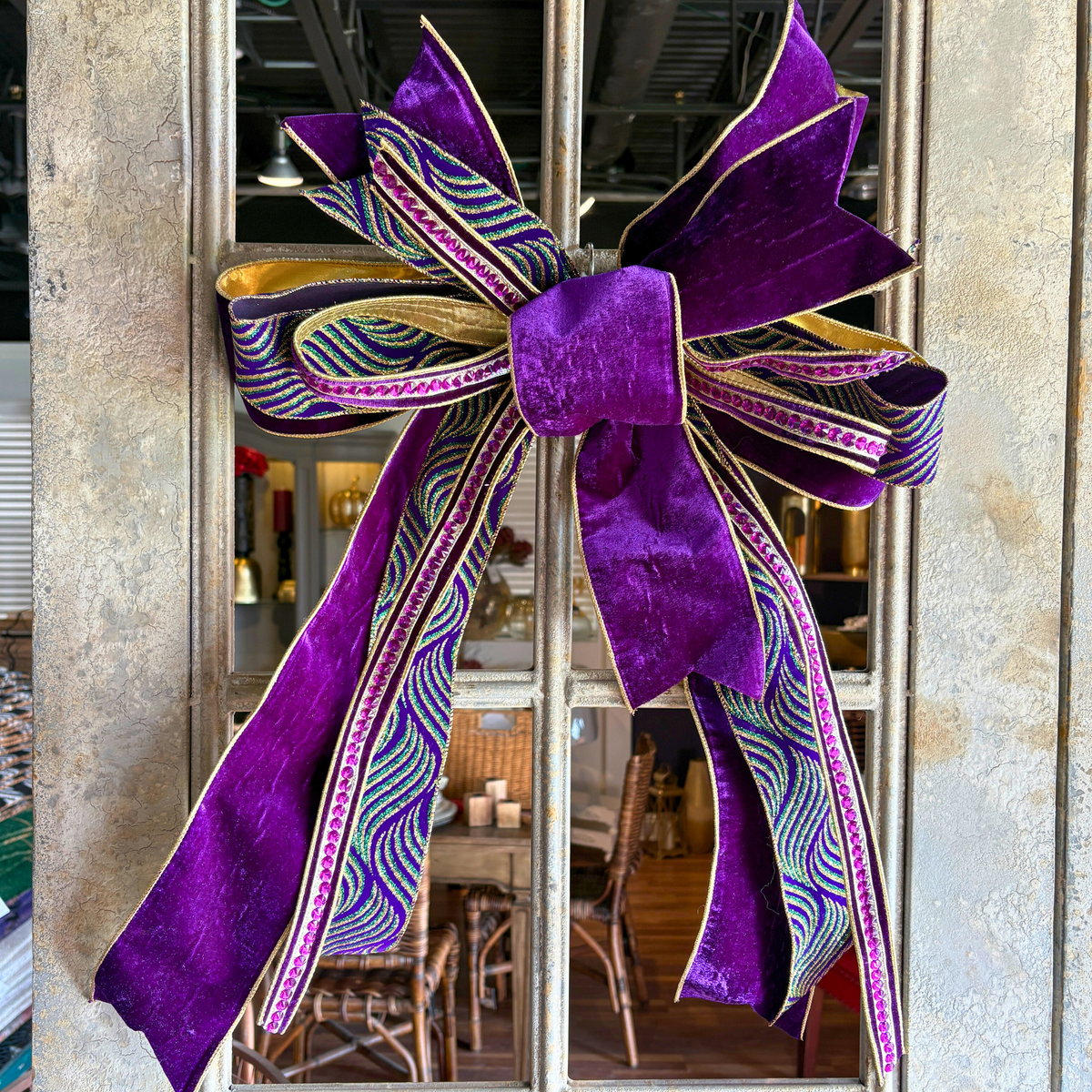 Mardi Gras "Jeweled Gala" Designer Ribbon Bow– Design Decor Knoxville