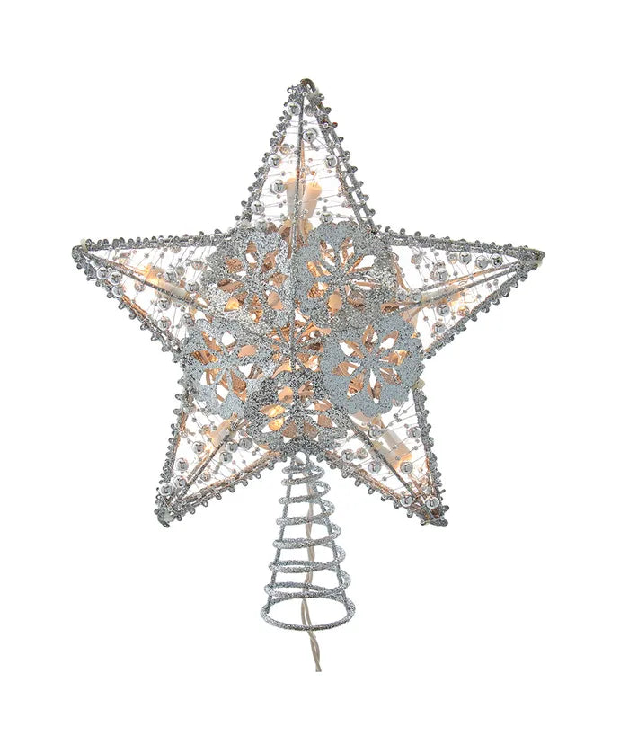 10" Silver Star Tree Topper with 20 Lights– Design Decor Knoxville