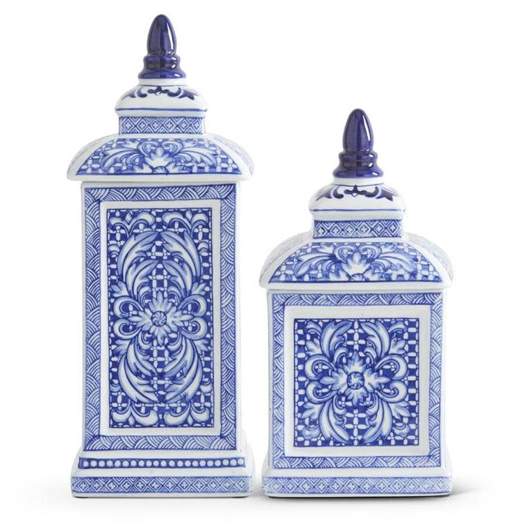 Blue & White Porcelain Square Lidded Container Short– Design Decor ...