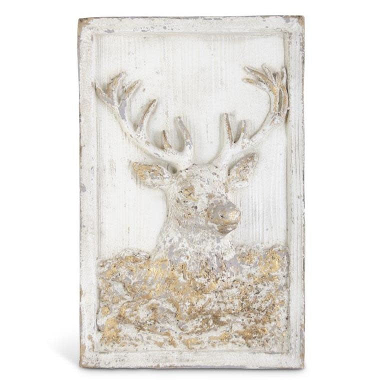 27.5 Inch Cream & Gold Deer Bust Embossed Wall– Design Decor Knoxville