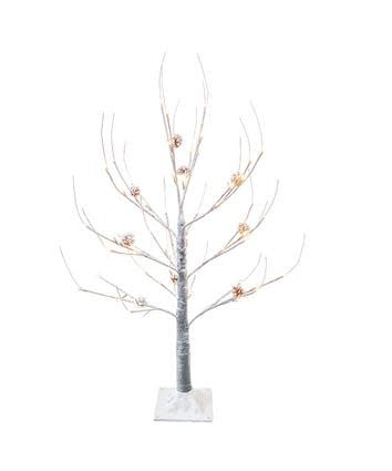 3' Pre-Lit LED Flocked Brown Twig Tree With Pinecones– Design Decor ...