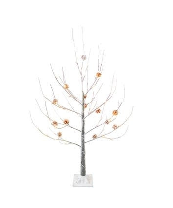 4' Pre-Lit LED Flocked Brown Twig Tree With Pinecones– Design Decor ...